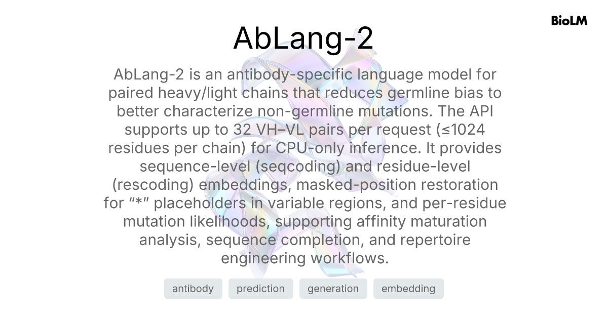 AbLang-2 | BioLM
