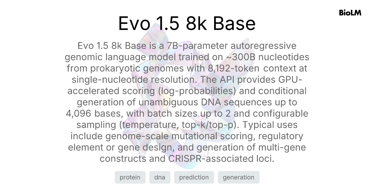 Evo 1.5 8k Base | BioLM