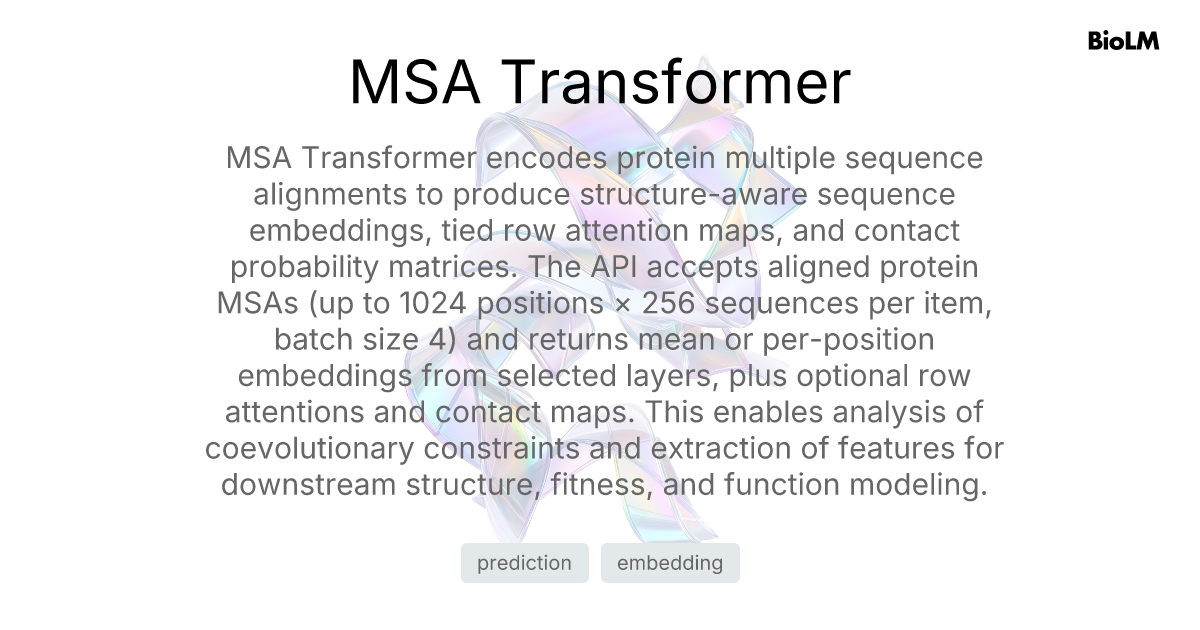 MSA Transformer | BioLM