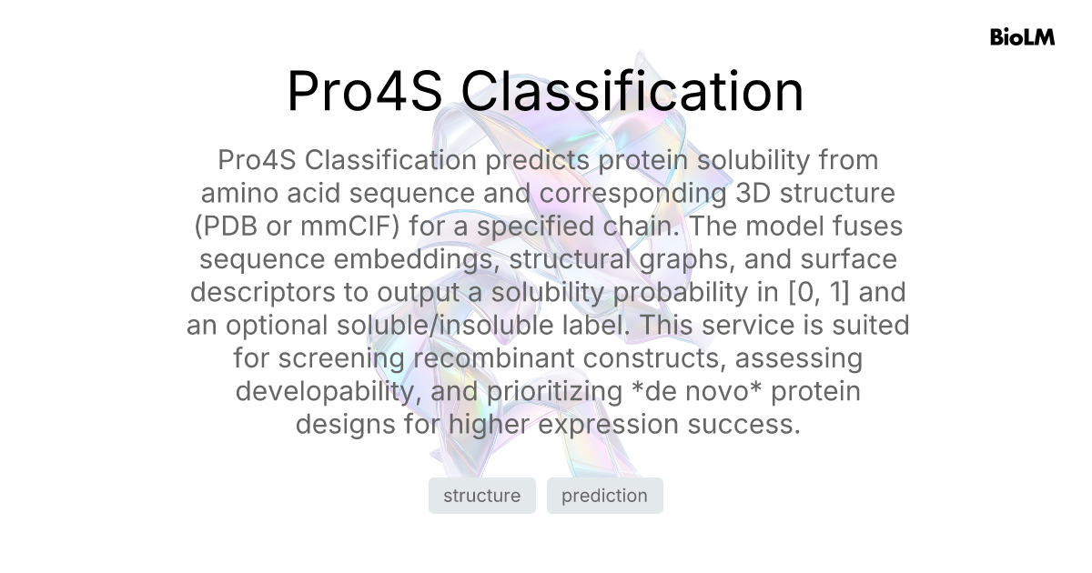 Pro4S Classification | BioLM