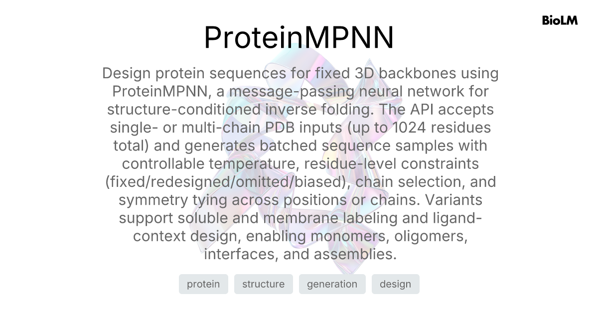 ProteinMPNN | BioLM